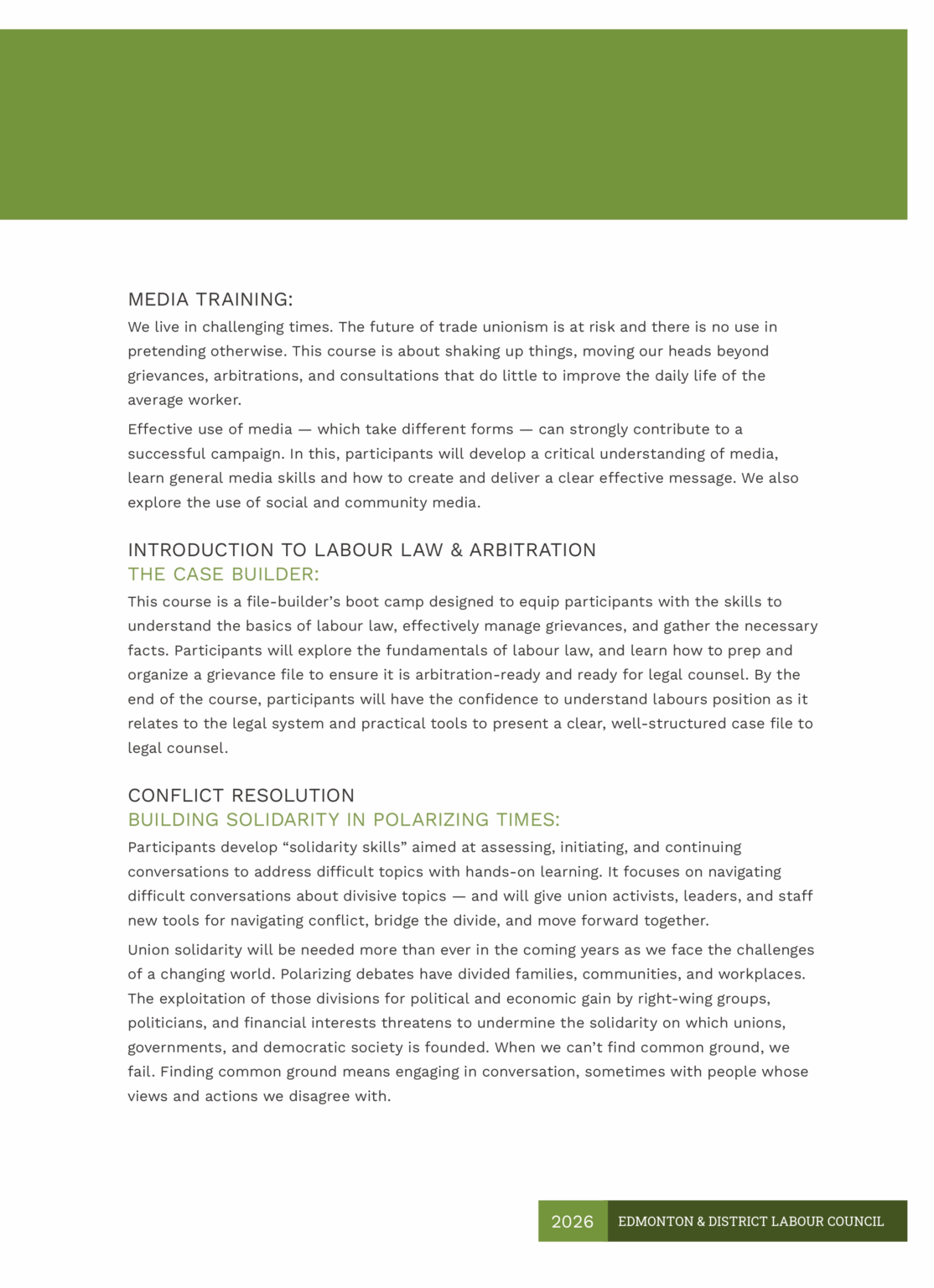 EDLC Spring Labour School – Edmonton District Labour Council